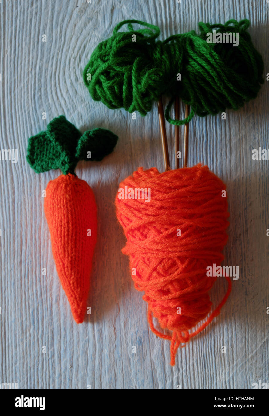 Knitted carrot vegetable on wood background, funny diy by knit from ...