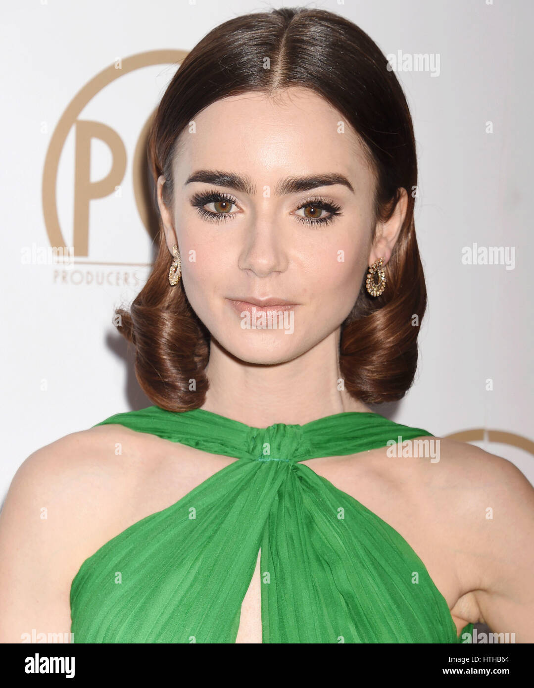 LILY COLLINS Anglo-American film actress in January 2017. Photo Jeffrey ...
