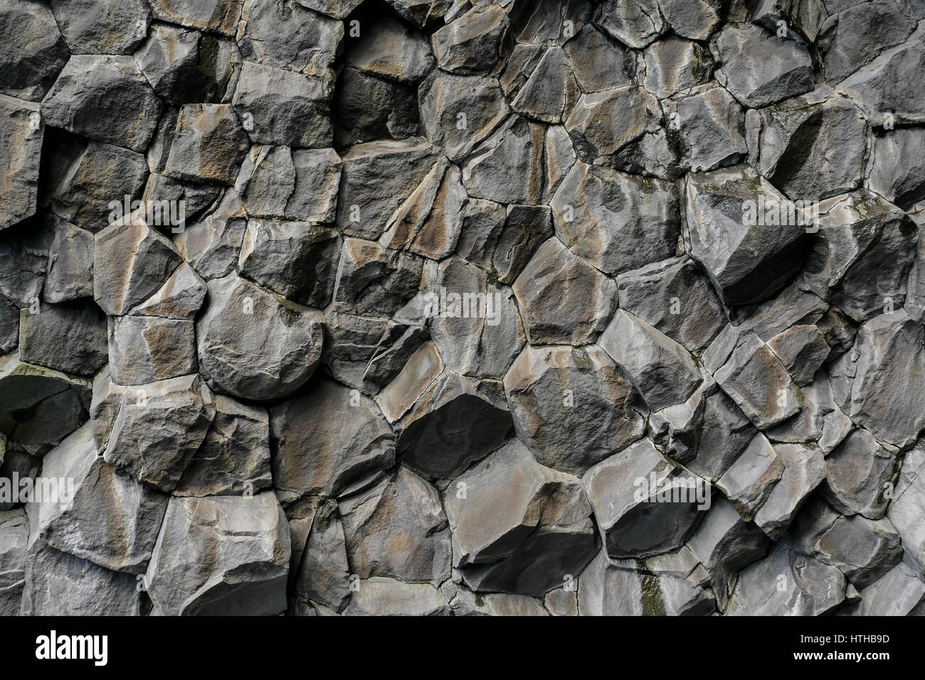 Volcanic basalt rock hexagon background pattern, Reynisfjara, Iceland ...