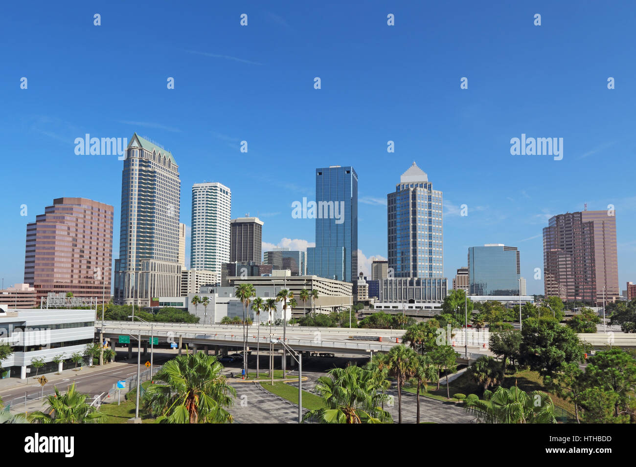 Skyline of Tampa, Florida with skyscrapers and office buildings Stock ...