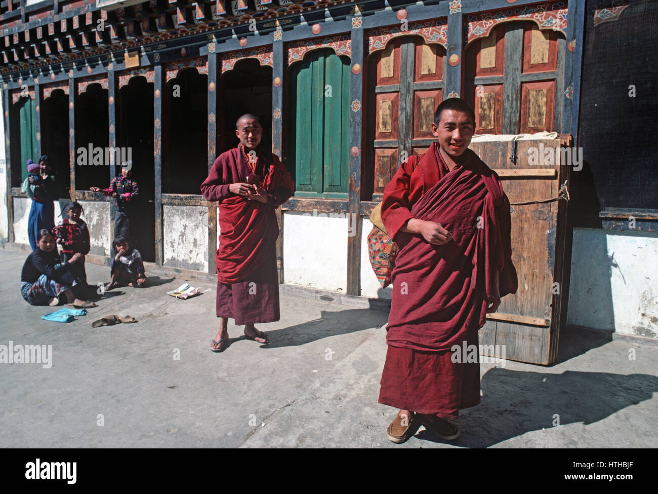 Buddhist monks in Thimphu, capital of Bhutan, Himalayas Stock Photo - Alamy