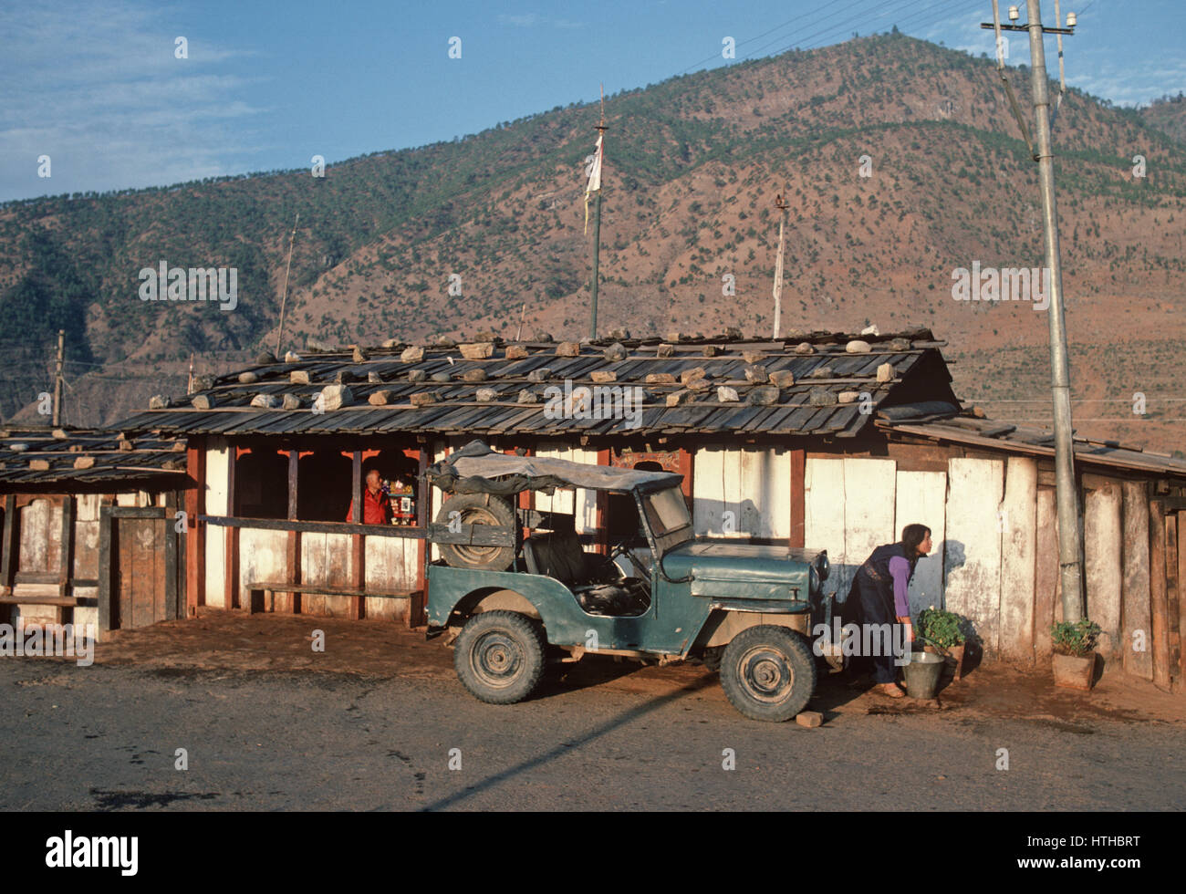 Jeep in Wangdiphodrang village, Bhutan, Himalayas Stock Photo - Alamy