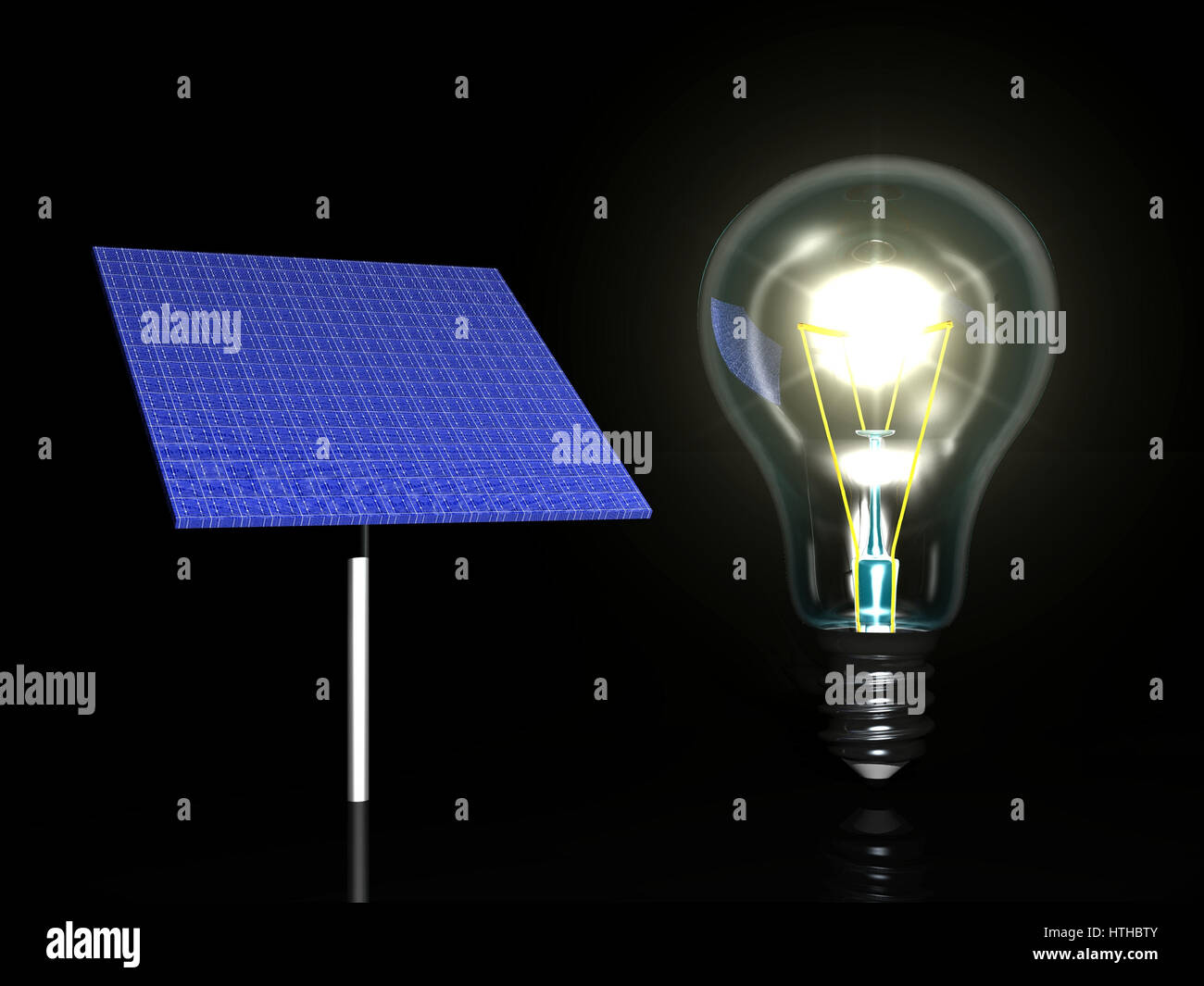 Solar panel and light bulb Stock Photo - Alamy