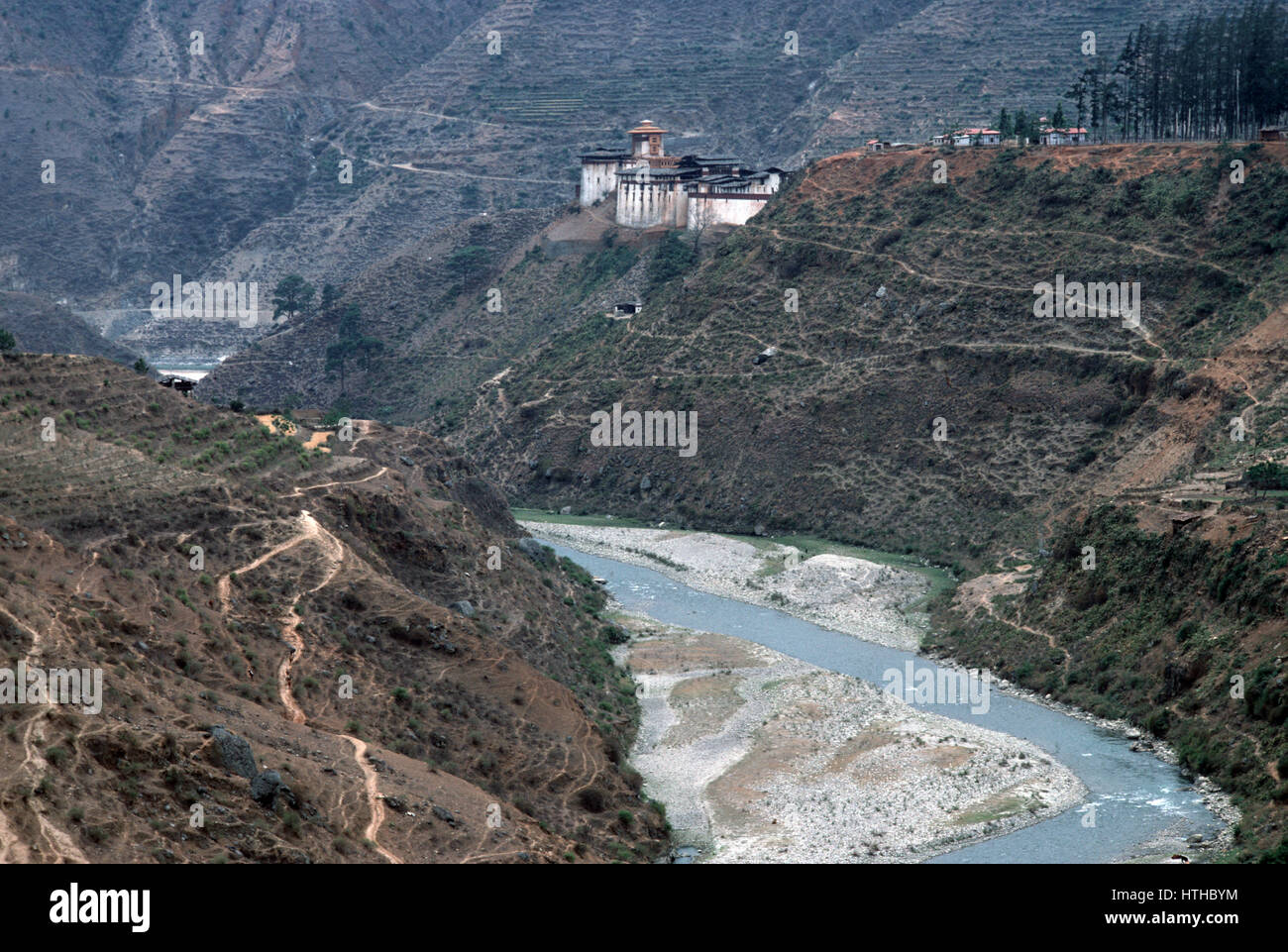 Wangdiphodrang Dzong, Buddhist monastery, Bhutan, Himalayas Stock Photo ...