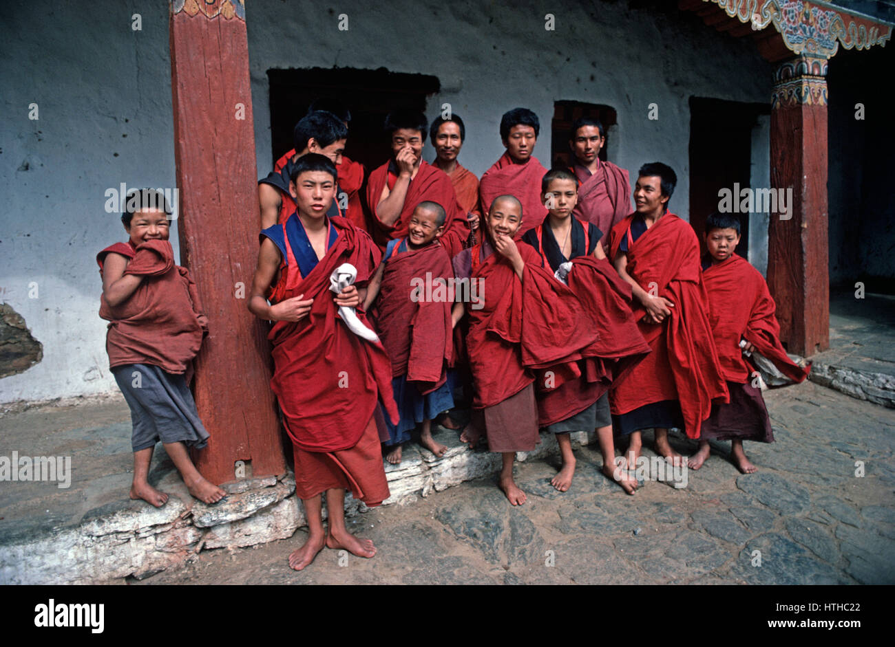 Buddhist monks in Punakha Dzong, monastery, Bhutan, Himalayas Stock ...