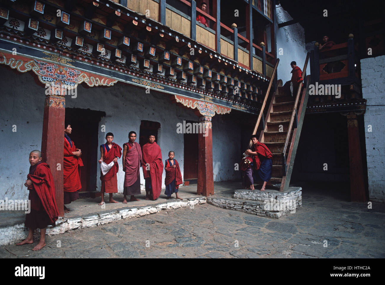 Buddhist monks in Punakha Dzong, monastery, Bhutan, Himalayas Stock ...
