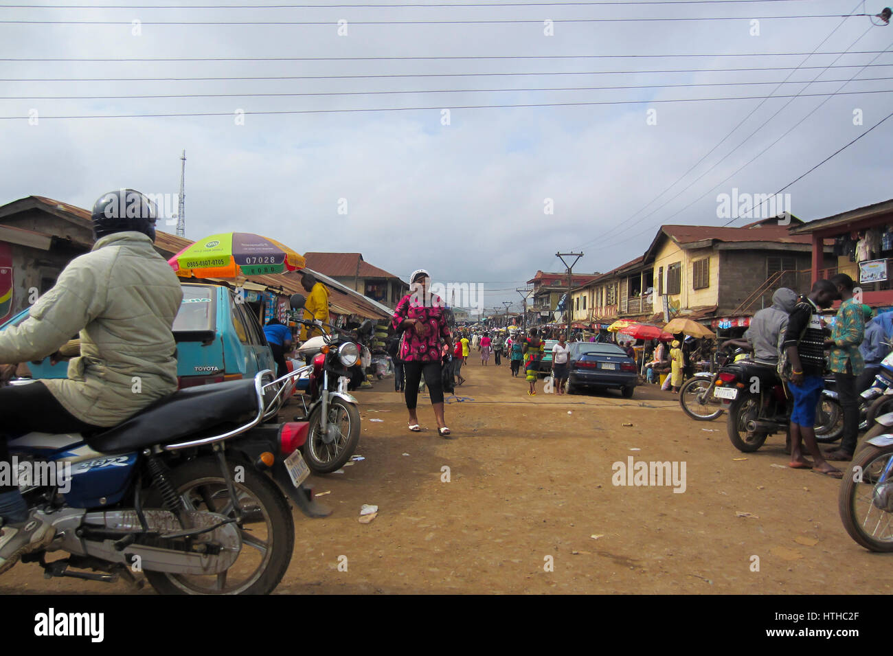 People trading in the street in the city of Lagos, the largest city in ...