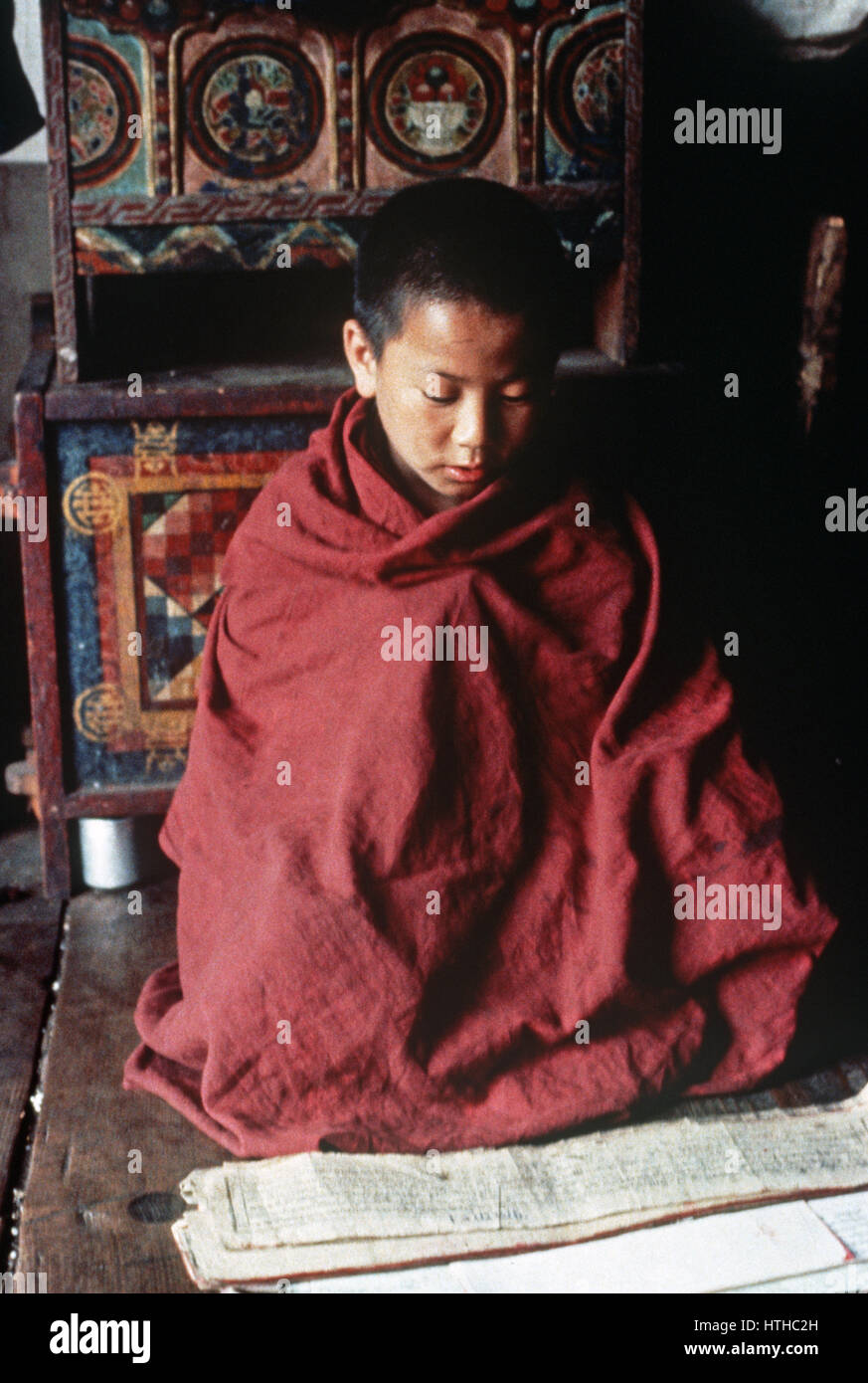 Buddhist monk in Punakha Dzong, monastery, Bhutan, Himalayas Stock ...