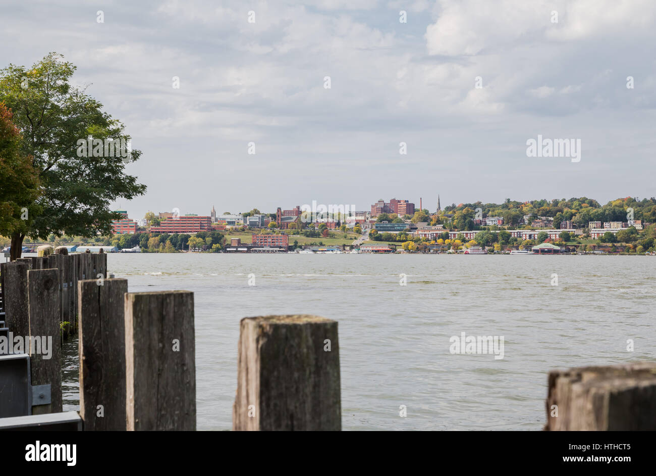 View of Newburgh riverfront from Long Dock Park in Beacon, NY Stock ...