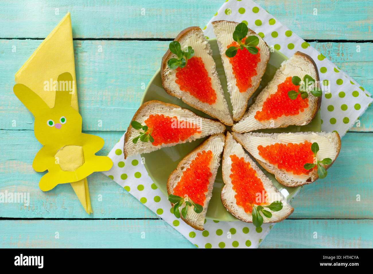 Easter carrot bread with butter and red caviar, the idea of Easter ...