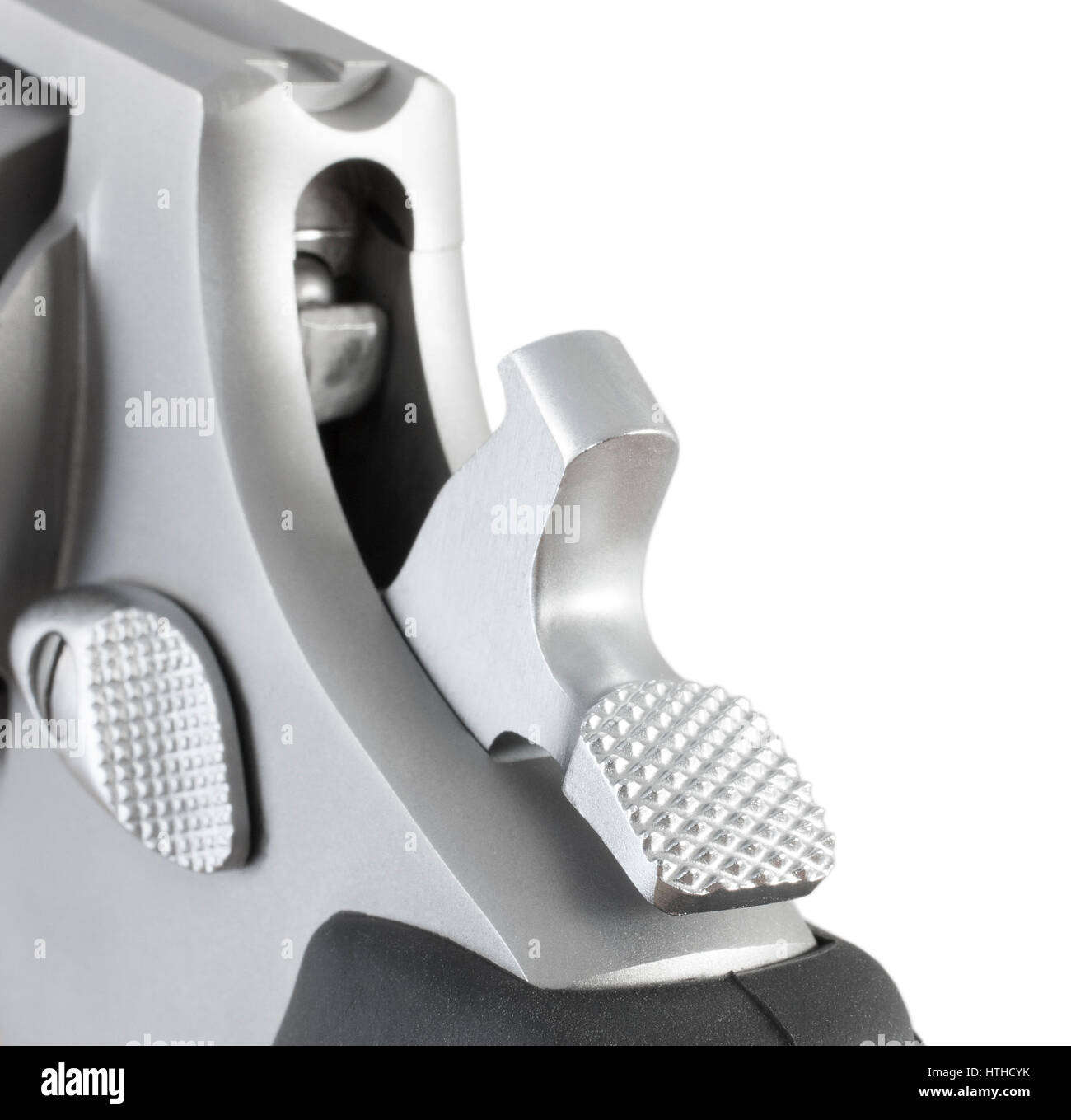 Hammer on a revolver handgun that is in the cocked position Stock Photo ...