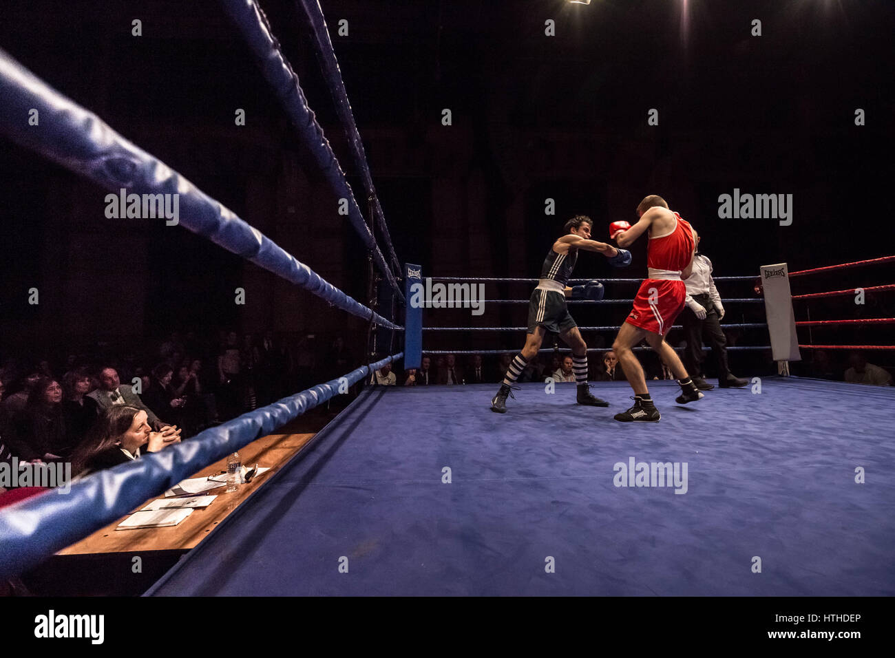 Cambridge, UK. 10th March, 2017. Pierre Weller (Red, Cambs) v Shamoon ...