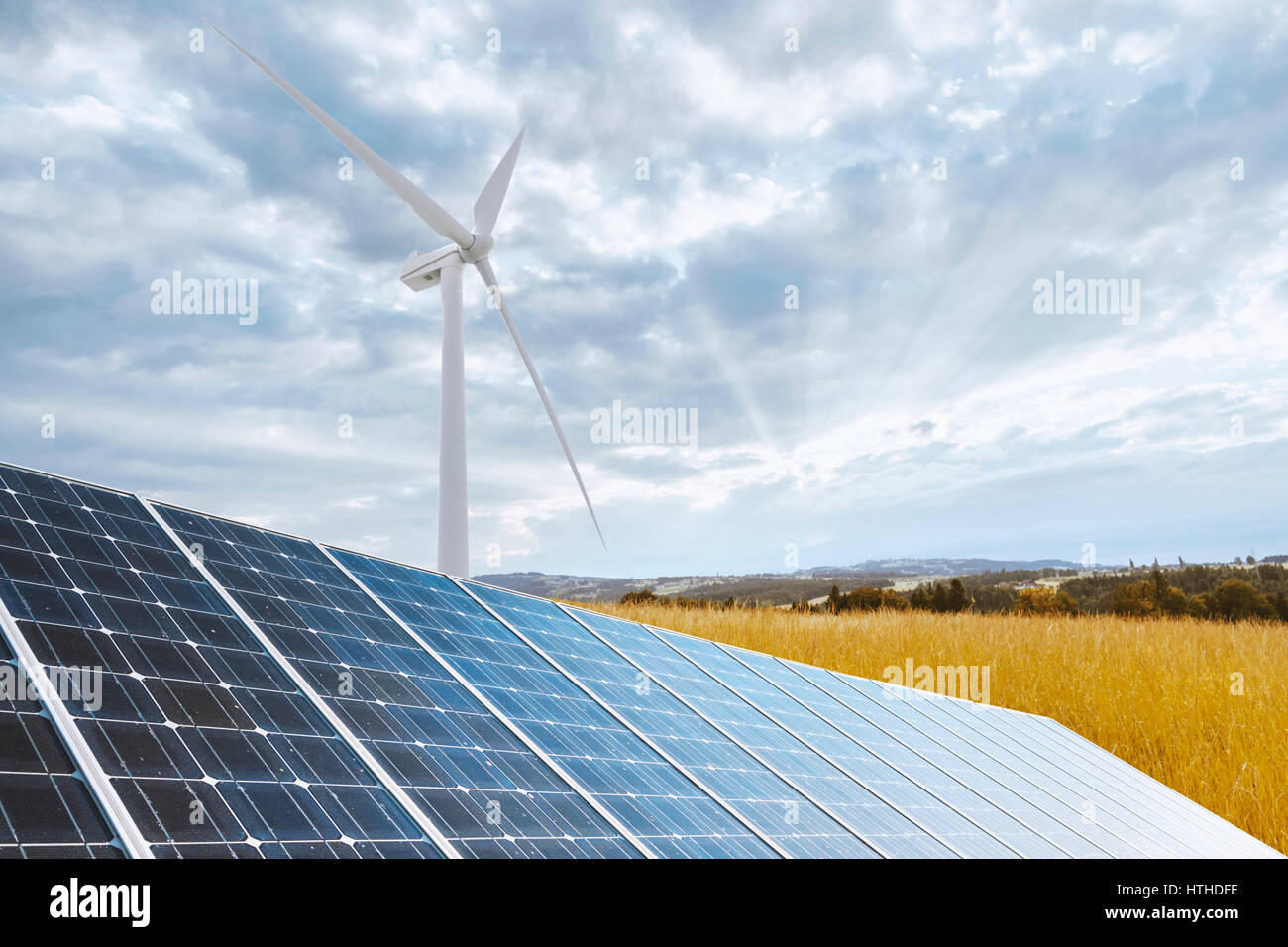 Old Windmill And Solar Panel