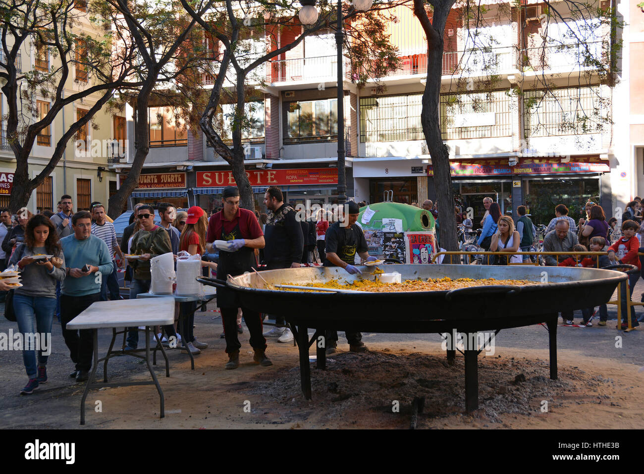 VALENCIA,SPAIN-NOVEMBER 6, 2016.Cooking a giant Paella, traditional ...