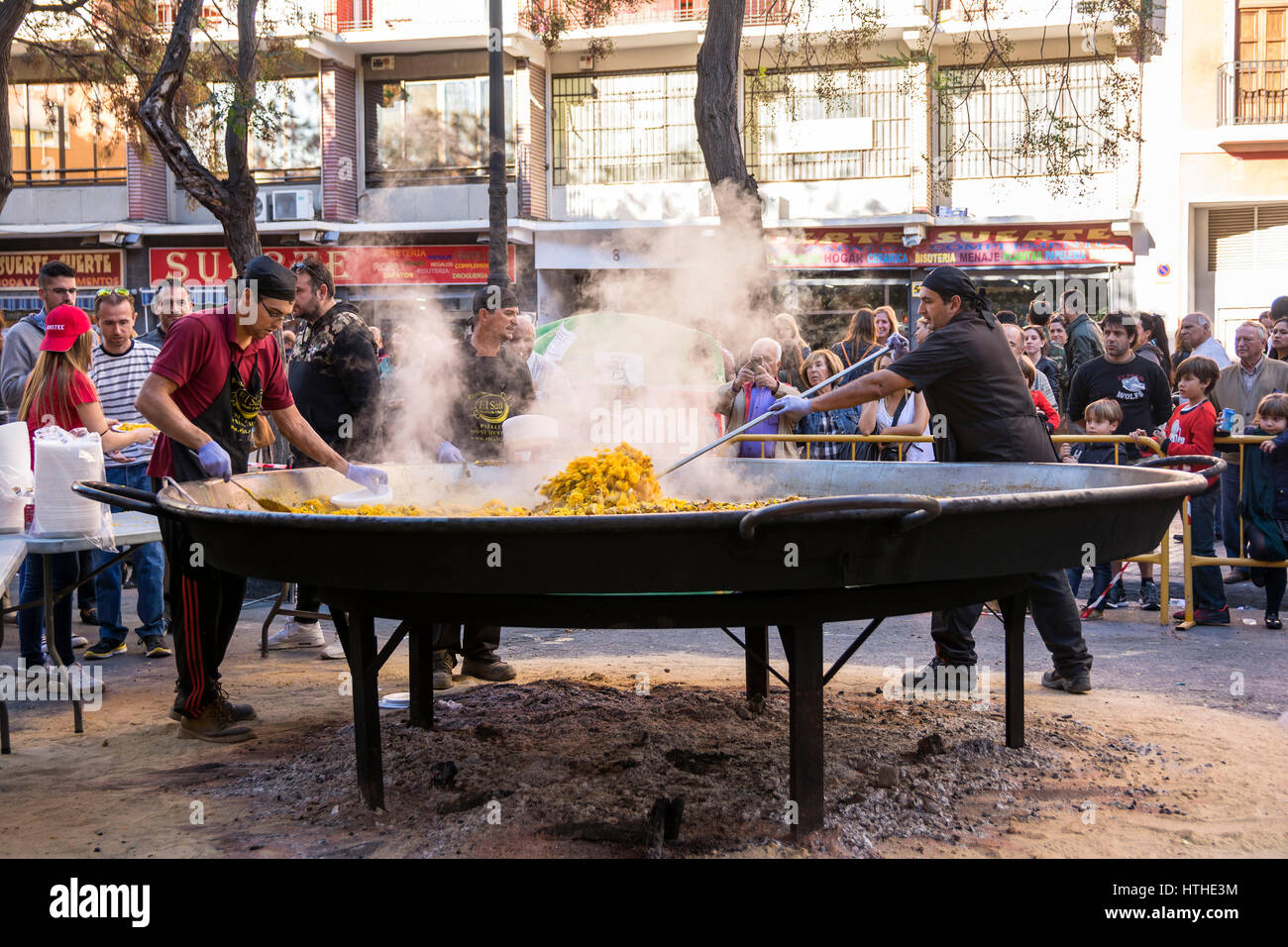 VALENCIA,SPAIN-NOVEMBER 6, 2016.Cooking a giant Paella, traditional ...