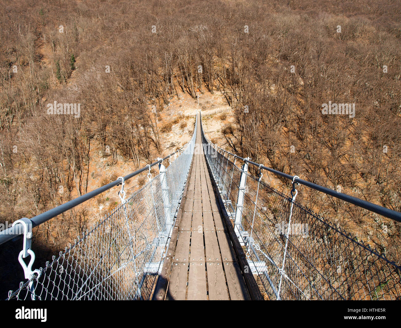 Sementina, switzerland: Suspension bridge over the valley Stock Photo ...