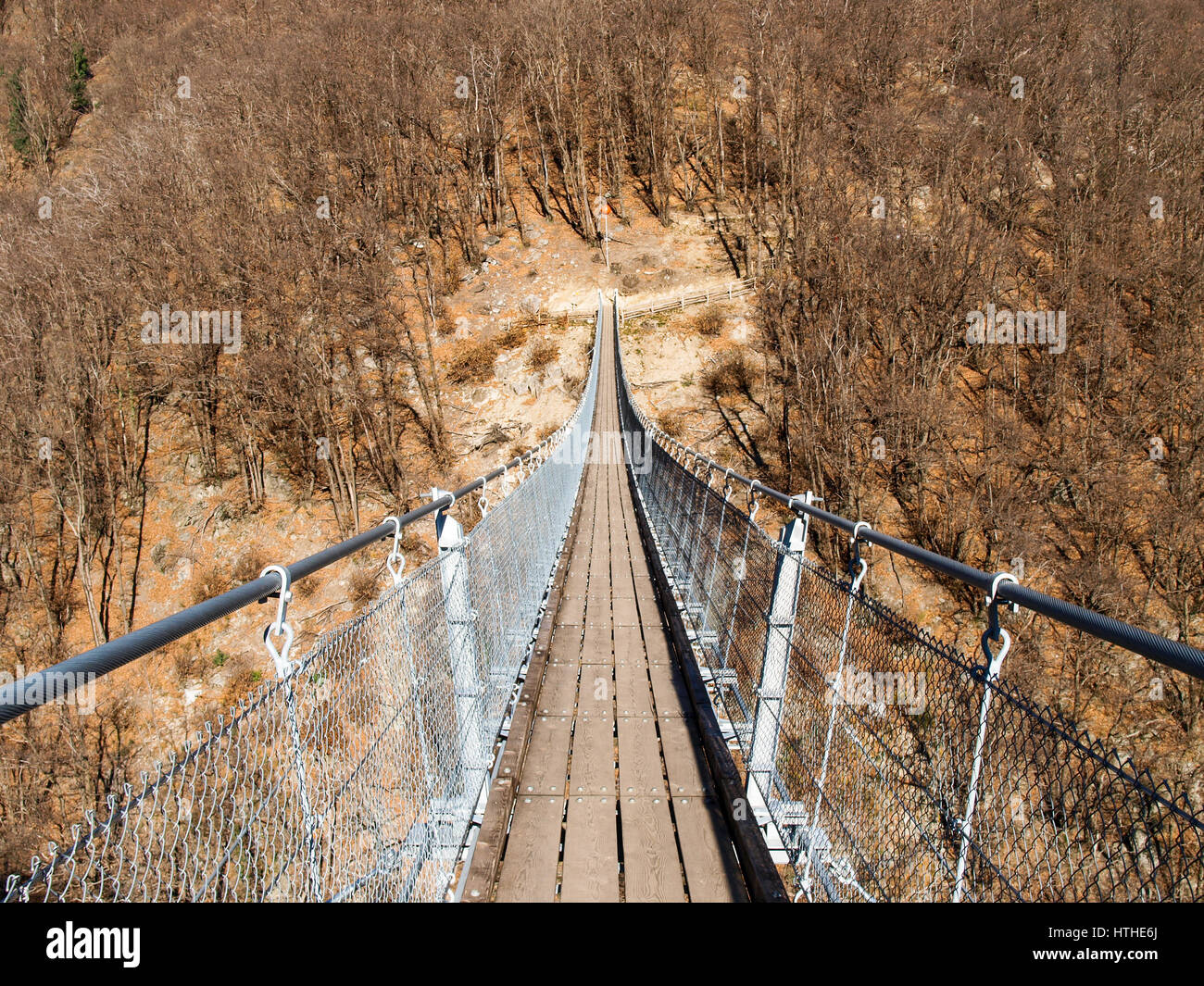 Sementina, switzerland: Suspension bridge over the valley Stock Photo ...