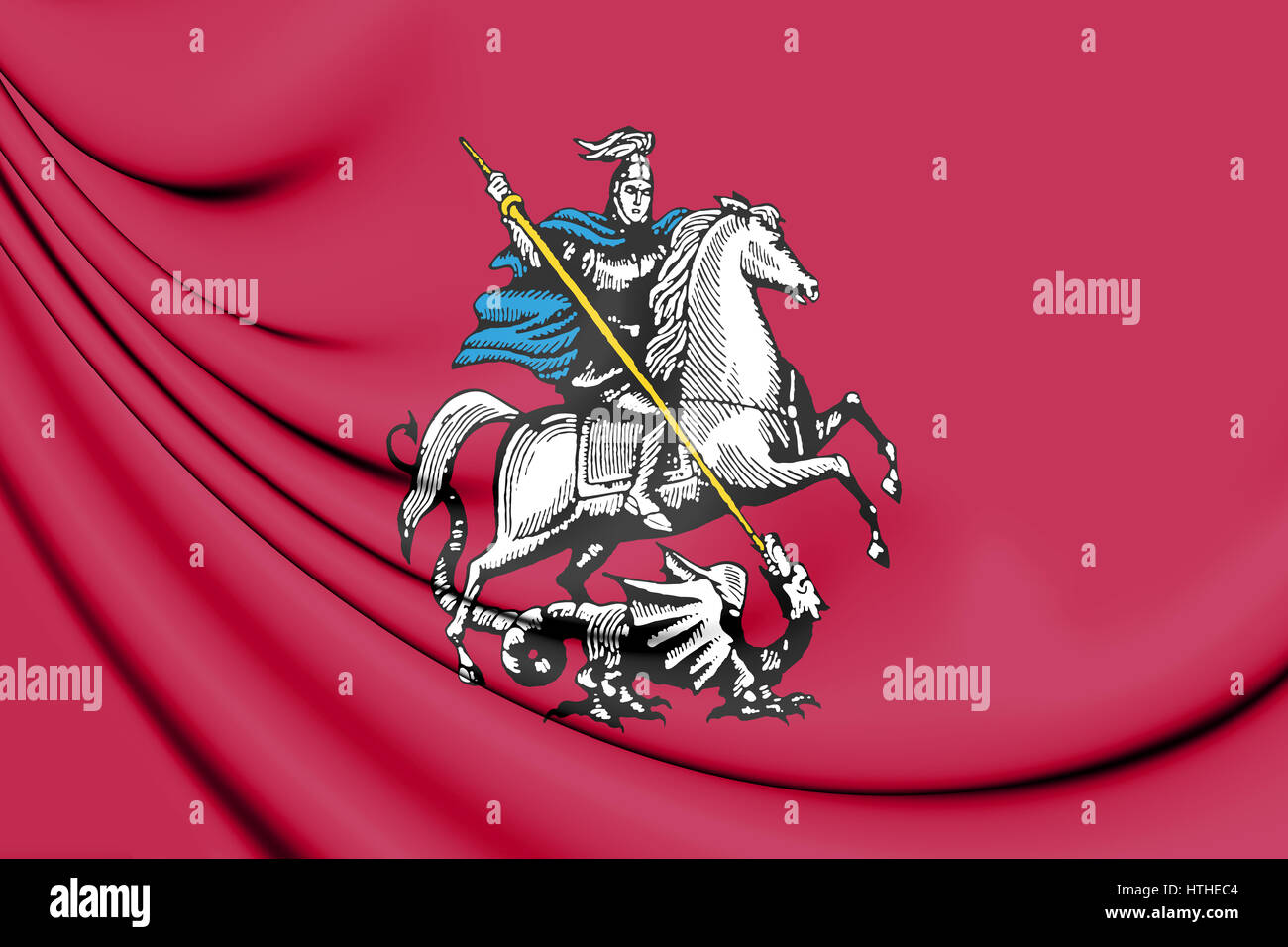 3D Flag of Moscow, Russia. 3D Illustration Stock Photo - Alamy