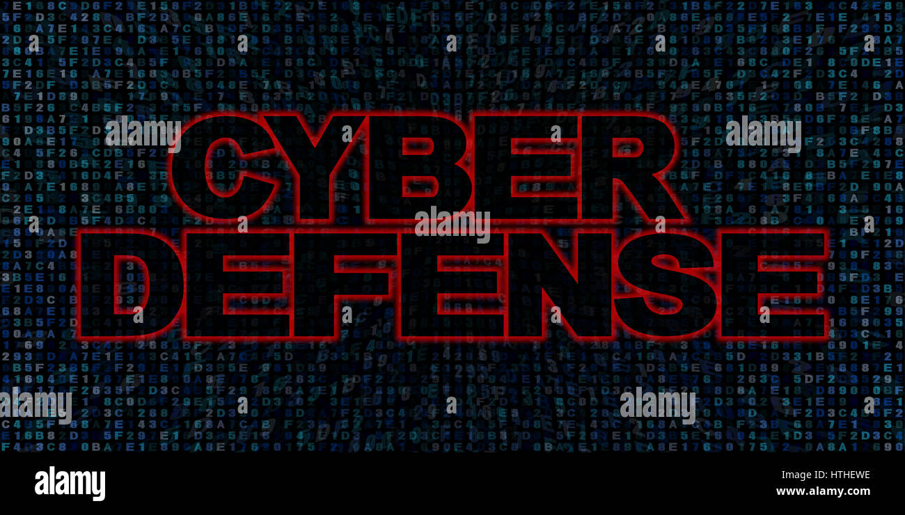 Cyber Defense text on hex code illustration Stock Photo - Alamy