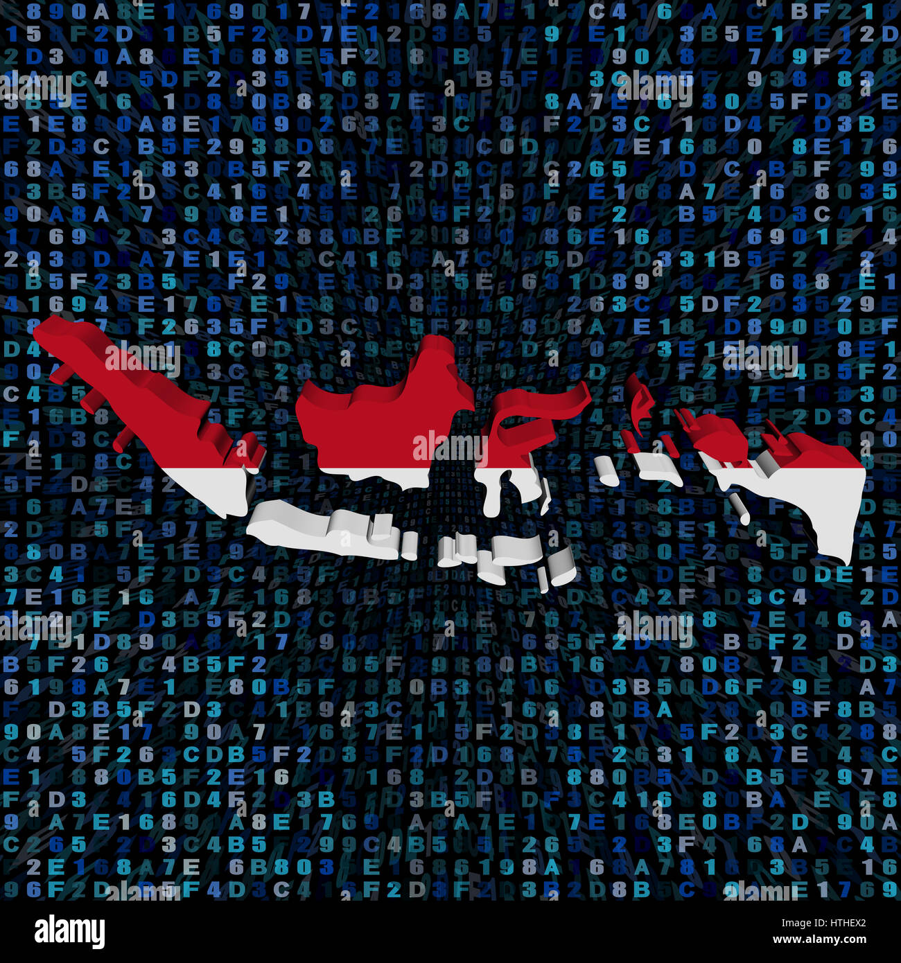 Indonesia map flag on hex code illustration Stock Photo - Alamy