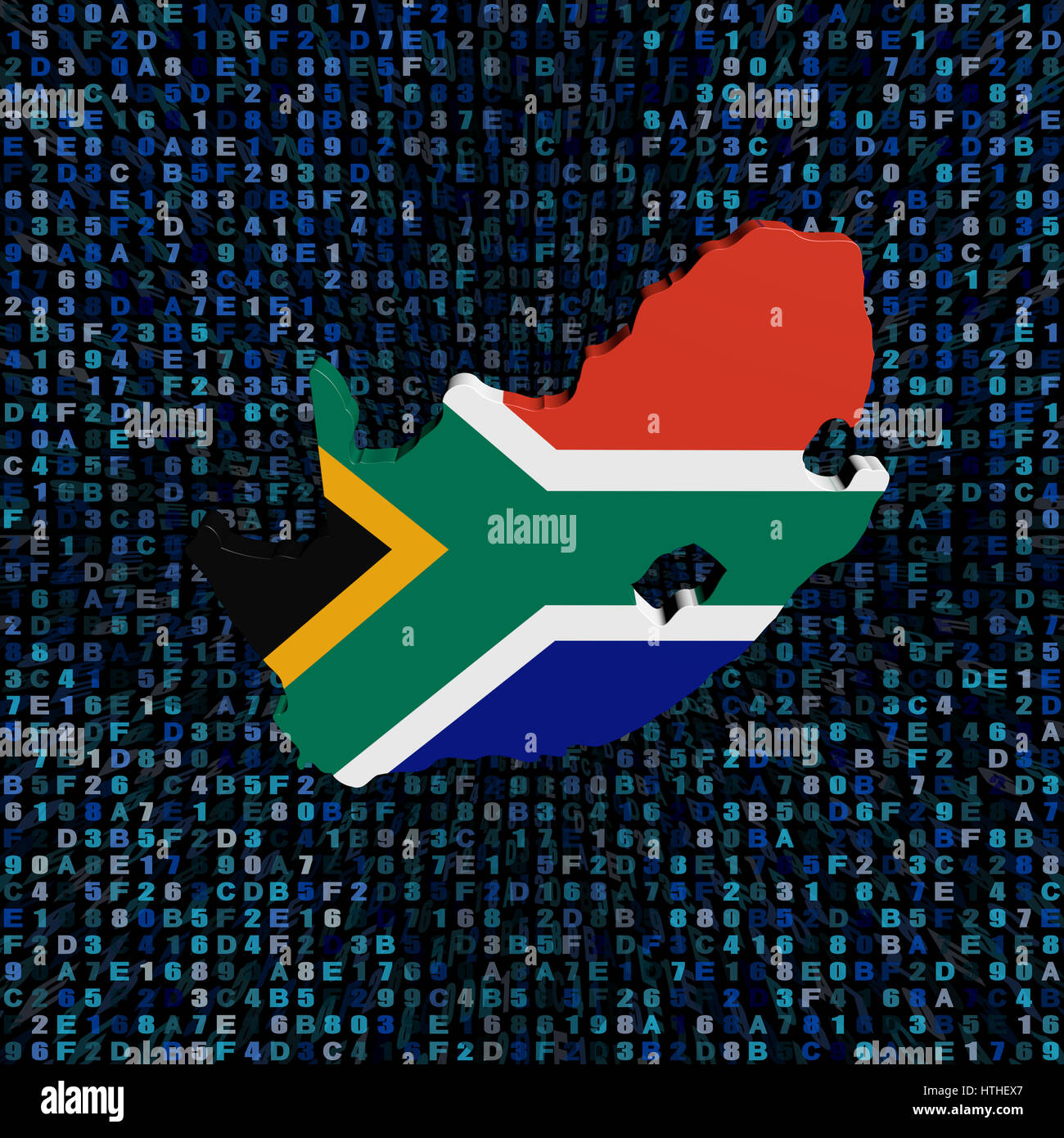South Africa map flag on hex code illustration Stock Photo - Alamy