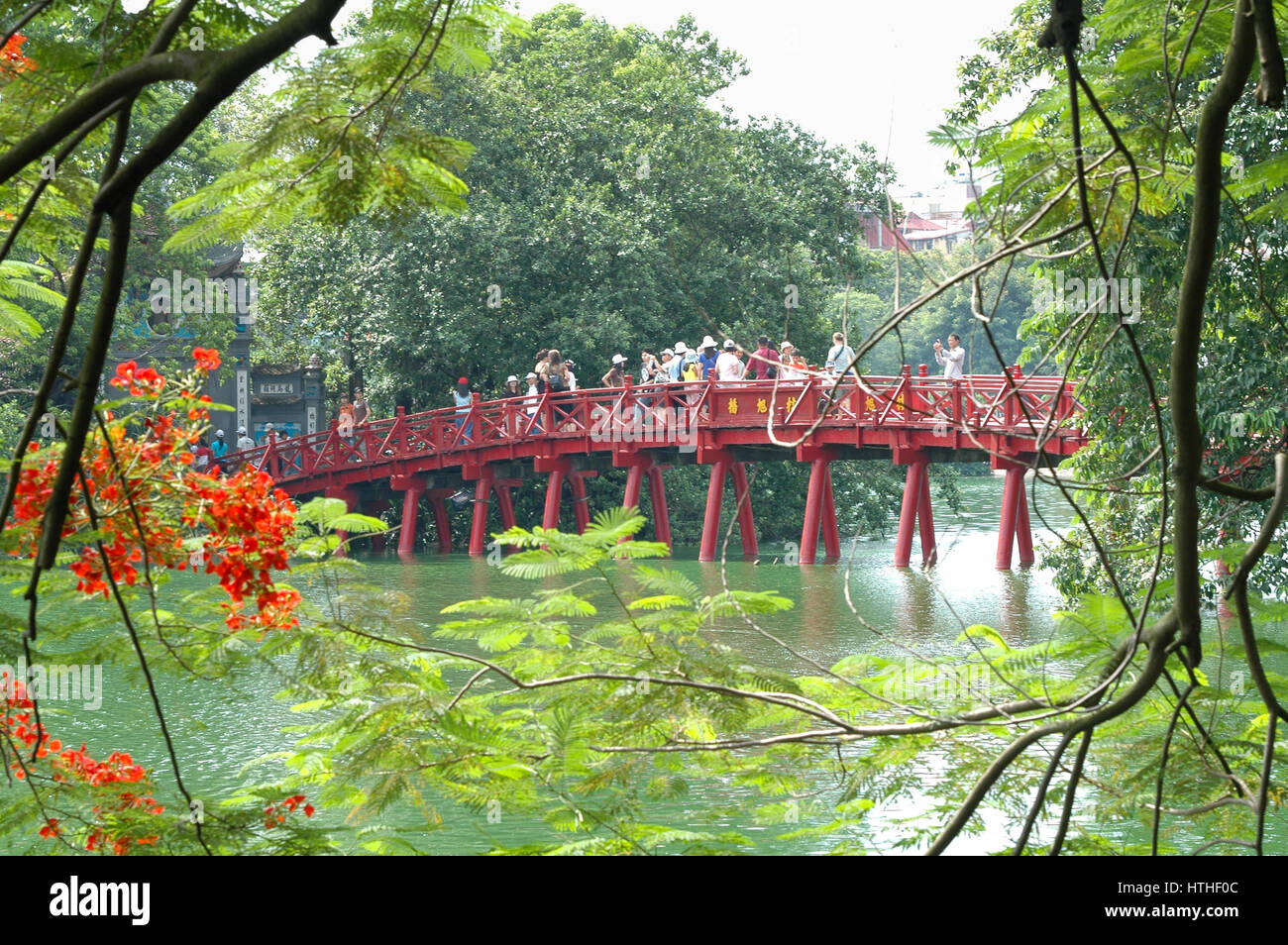 famous red bridge at ngoc son temple in hanoi, vietnam Stock Photo - Alamy