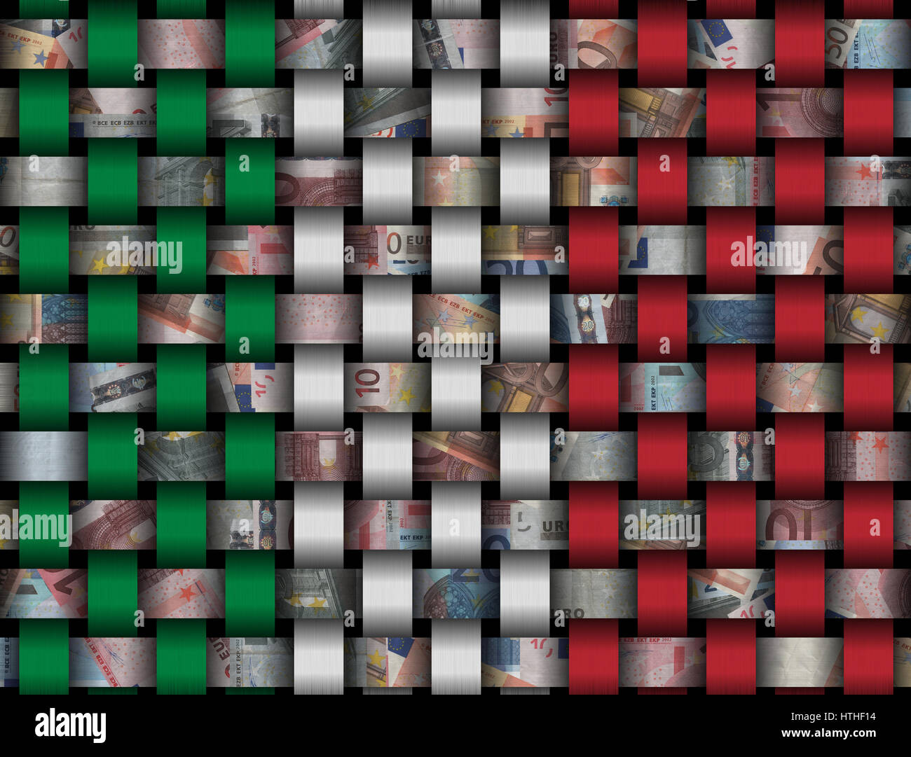 Interwoven Italian flag and currency illustration Stock Photo - Alamy