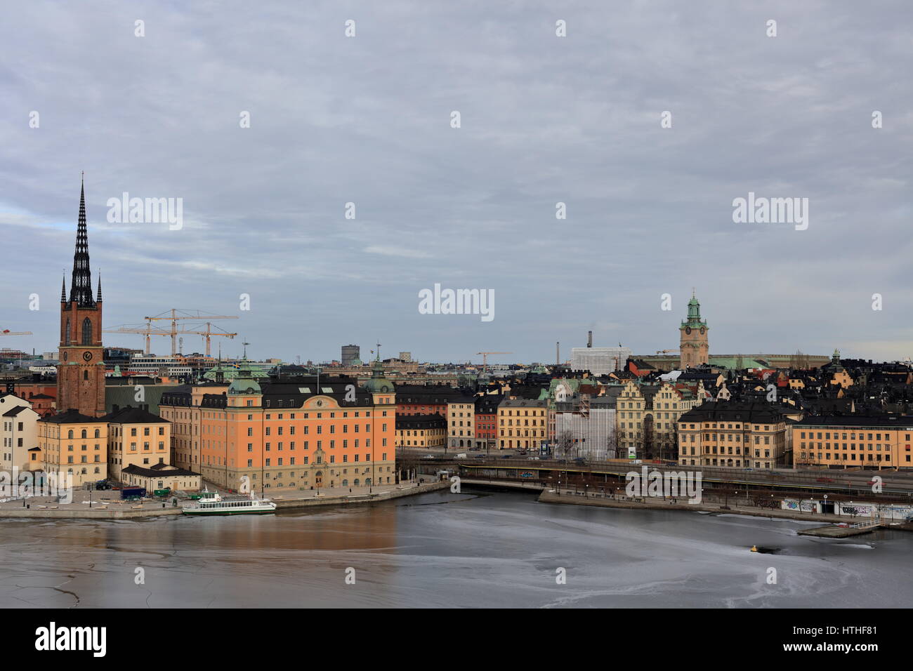 Stockholm in early spring with partially frozen sea, taken from ...