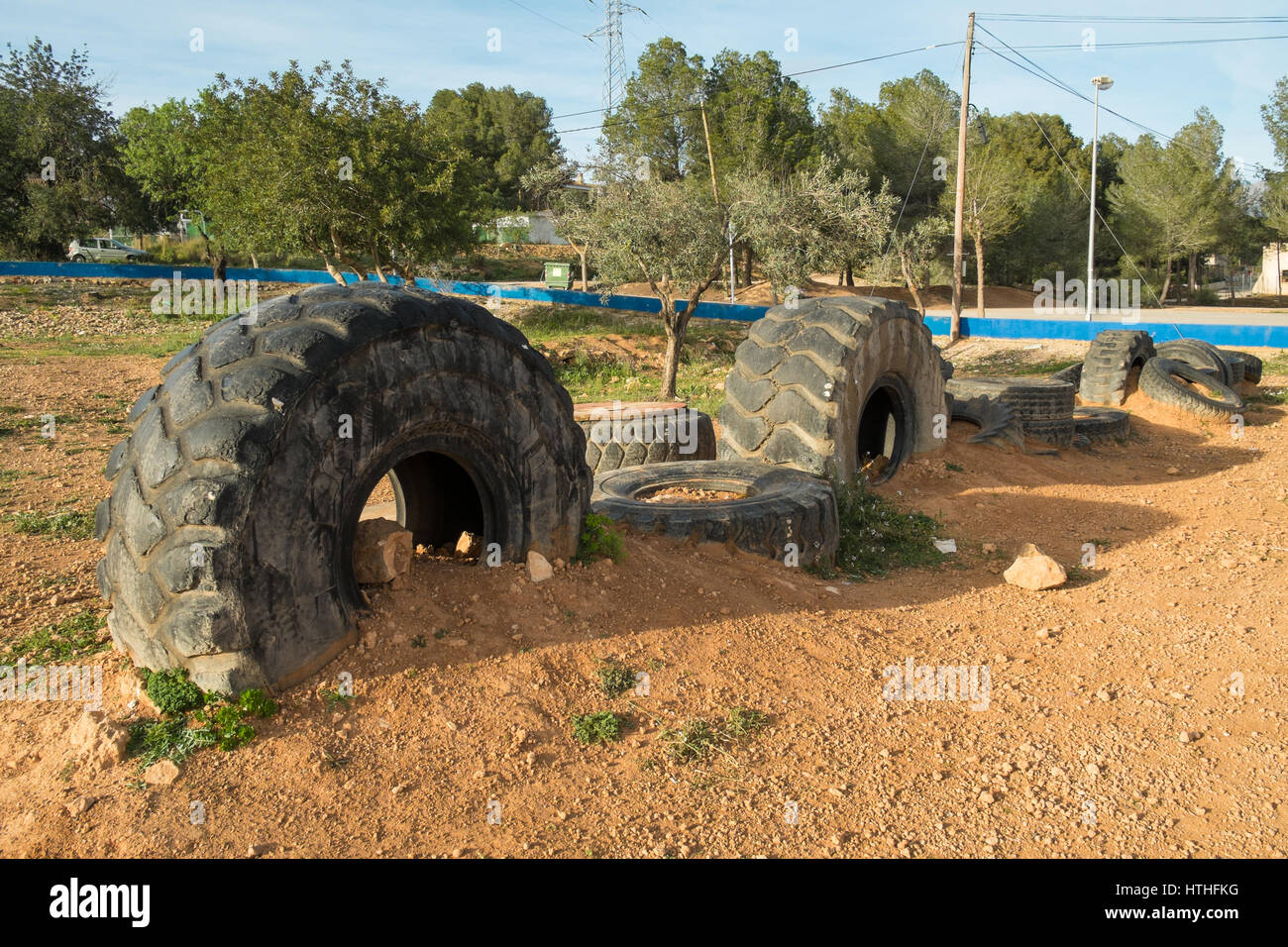 Obstacles on a trial motorbike track Stock Photo - Alamy