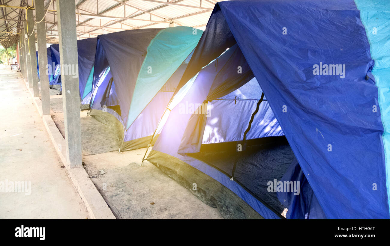 blue tent camping inpavilion, travel concept Stock Photo - Alamy