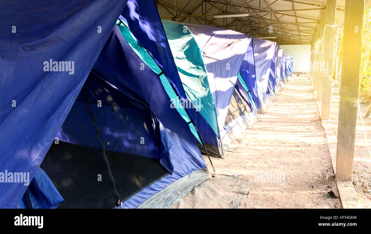blue tent camping inpavilion, travel concept Stock Photo - Alamy