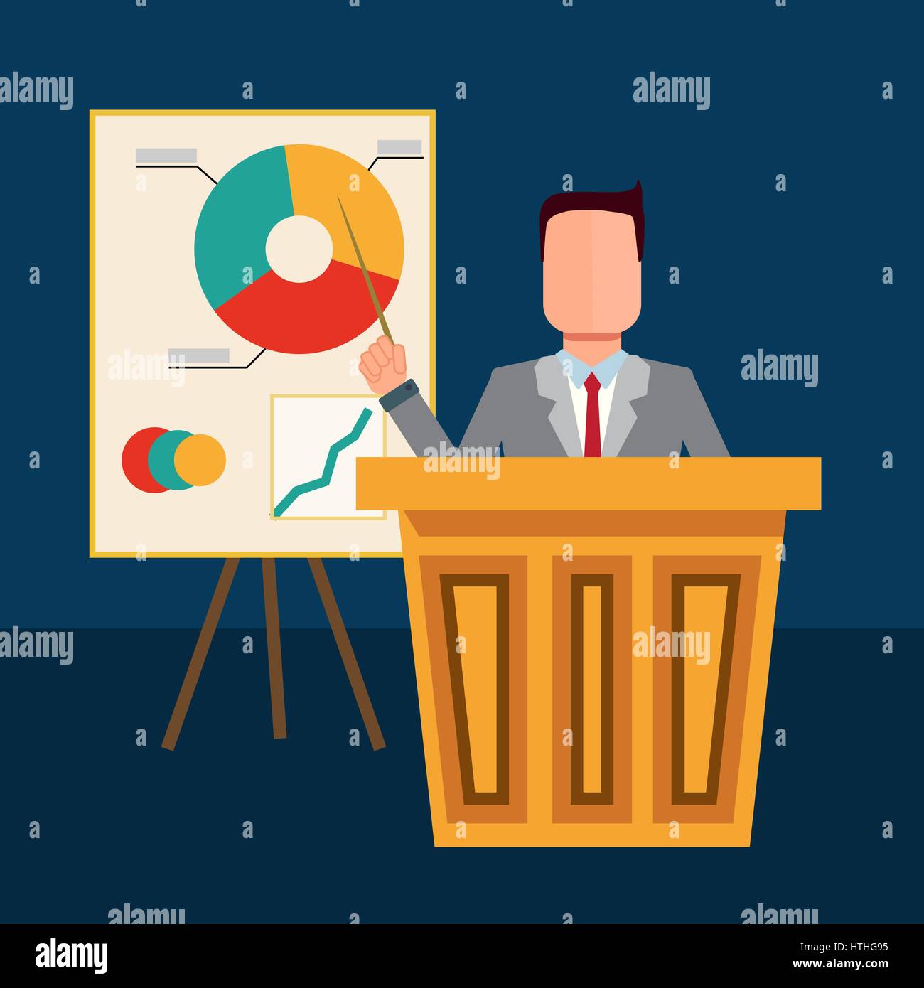 The businessman presenting his report through infographics and charts ...