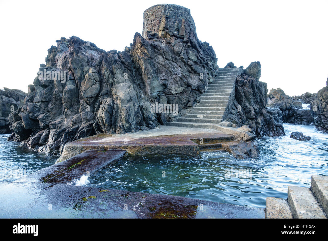 Volcanic rocks, castle shape, atlantic ocean, azores islands Stock ...