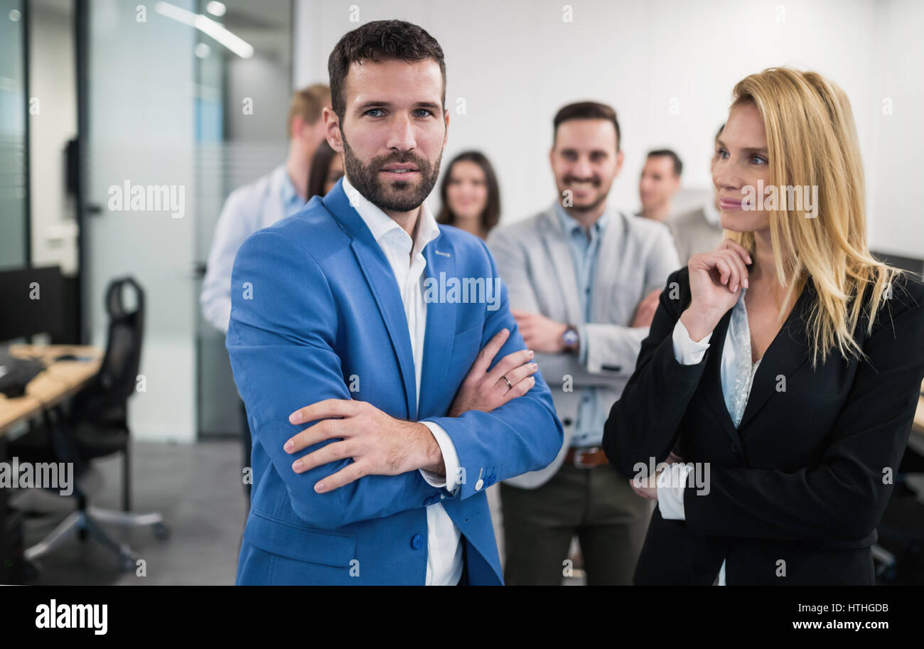 Group of professional successful business people at company office ...