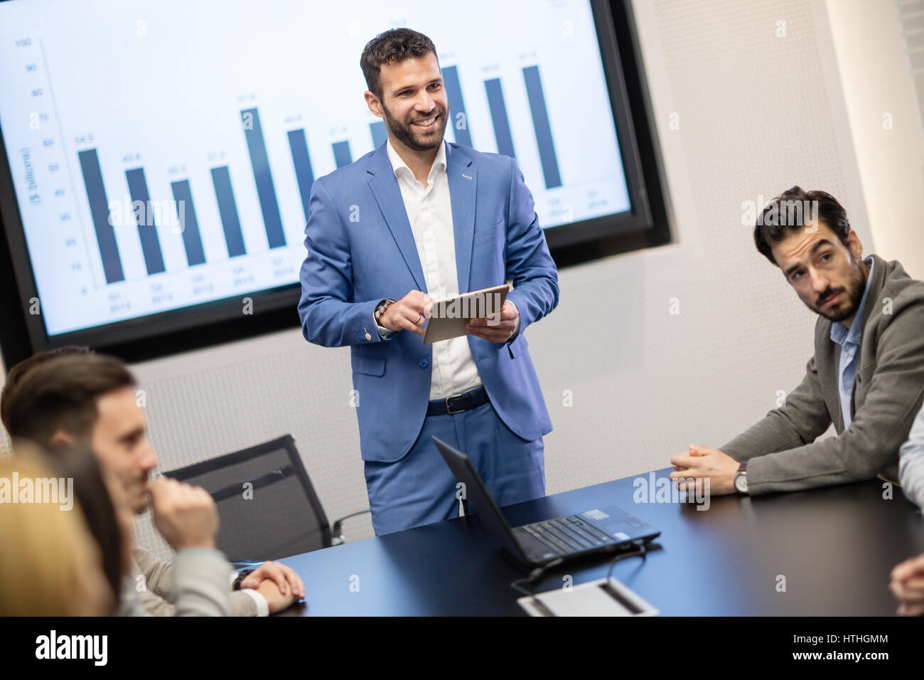 Business people having conference meeting at board room Stock Photo - Alamy