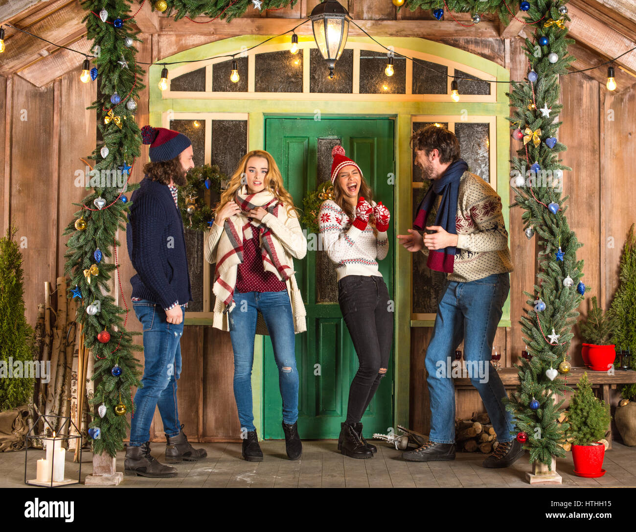 People having fun at christmastime Stock Photo - Alamy