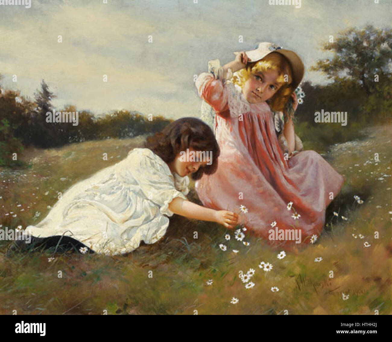 Karl Witkowski - Gathering Daisies, 1900 Stock Photo - Alamy