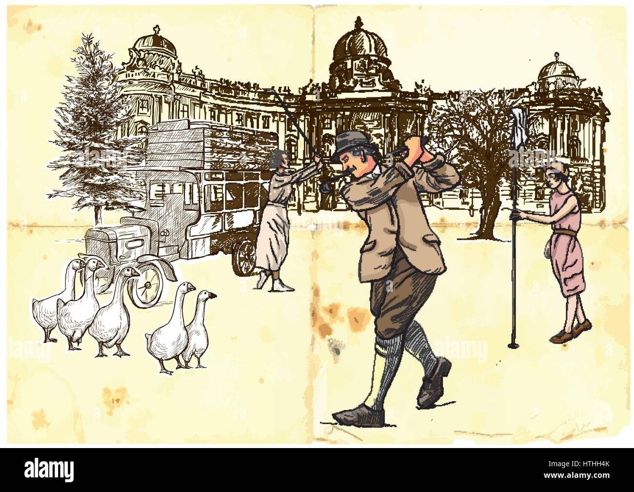 Old golfers Stock Vector Images - Alamy