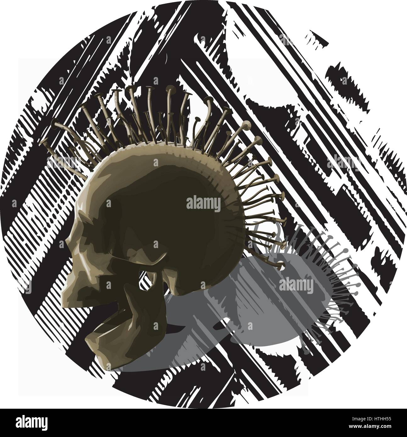 Punk skull. An vector illustration. Mixed media Stock Vector Image ...