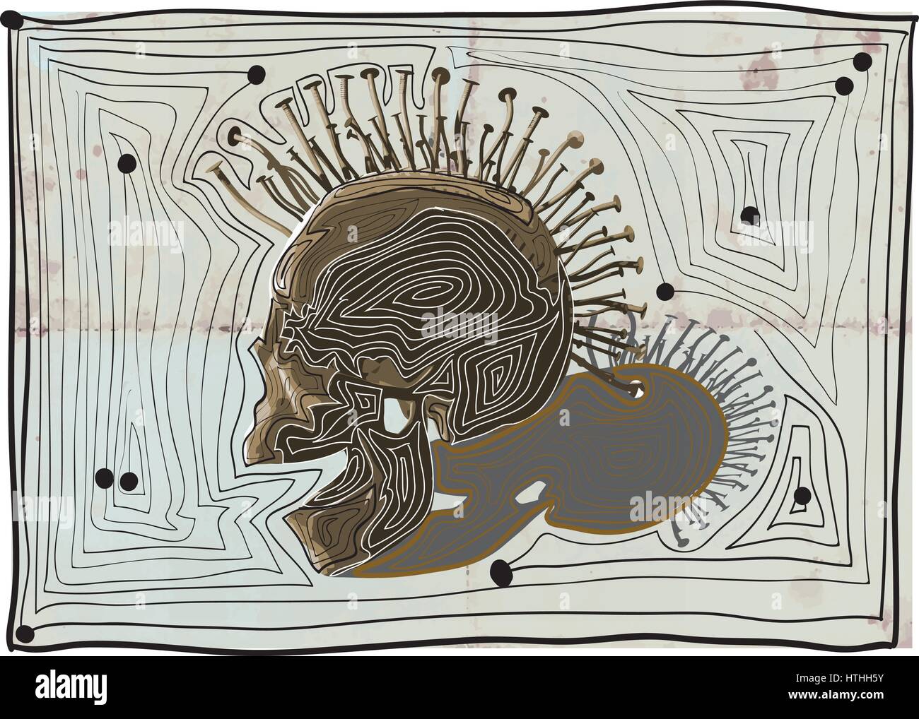 Punk skull. An vector illustration with hand drawn lines Stock Vector ...