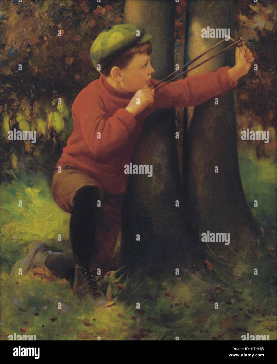 Karl Witkowski - The Slingshot (The Little Hunter Stock Photo - Alamy