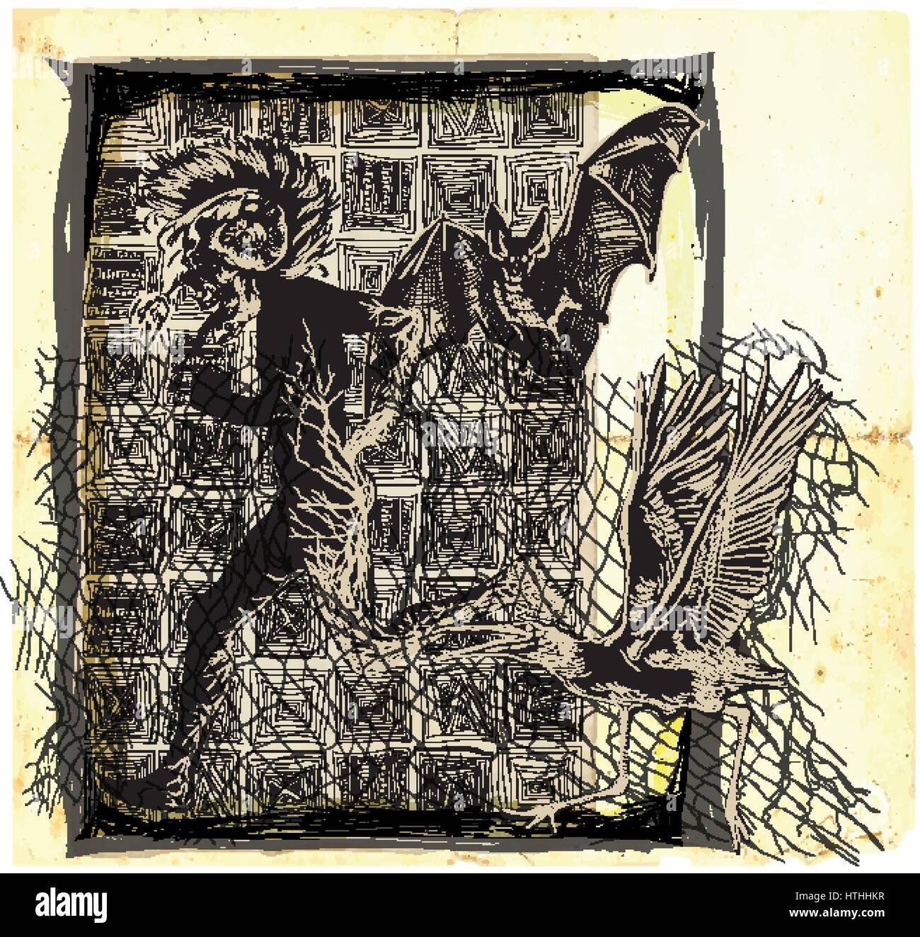 Run punk, run - an hand drawn vector. Running bone gentleman behind the ...