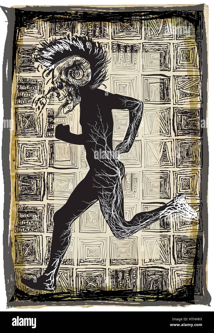 Run punk, run - an hand drawn vector. Running bone gentleman. Freehand ...