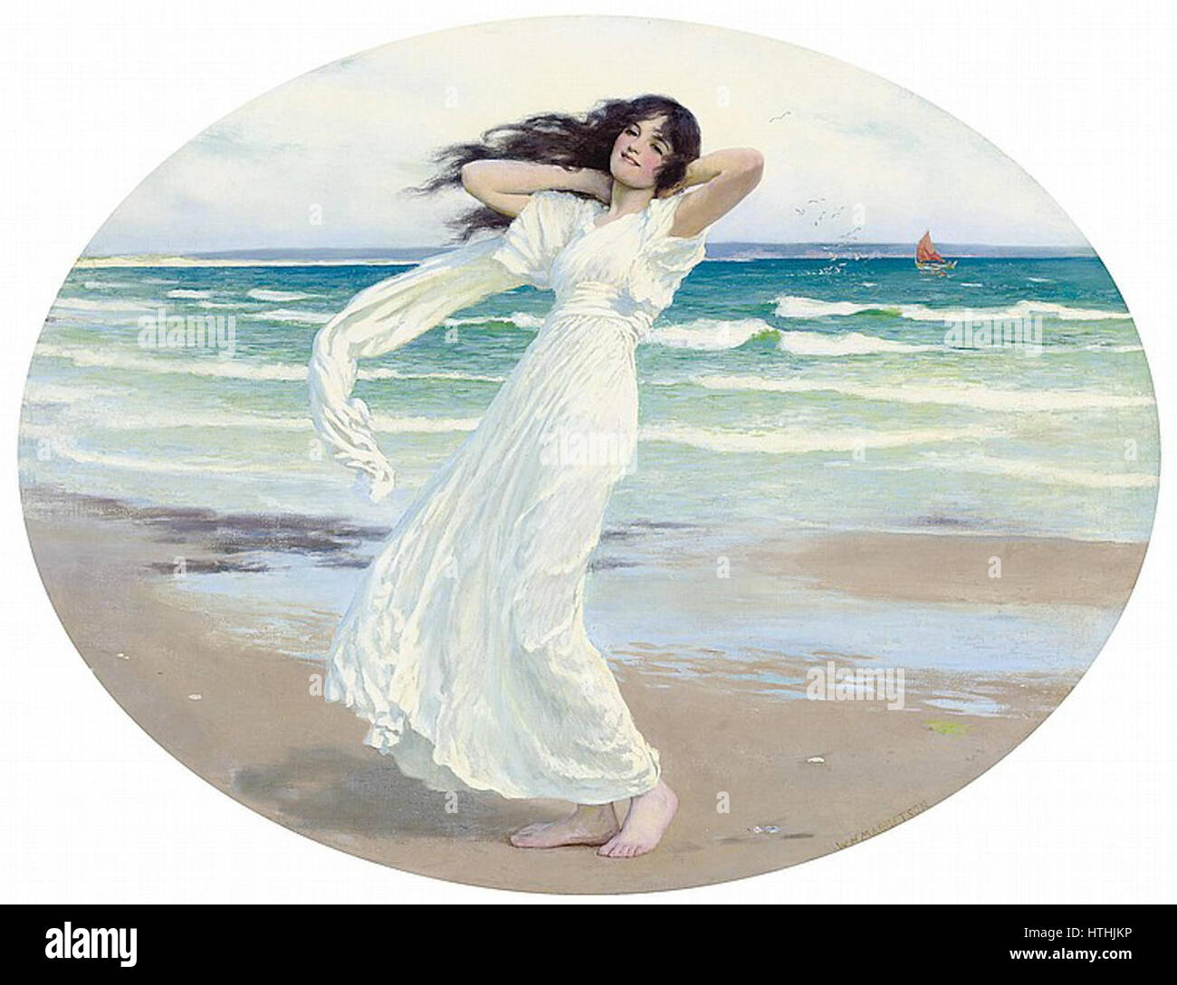 'Poseidon's Mistress on the Shore' depicts a mythological scene where a ...