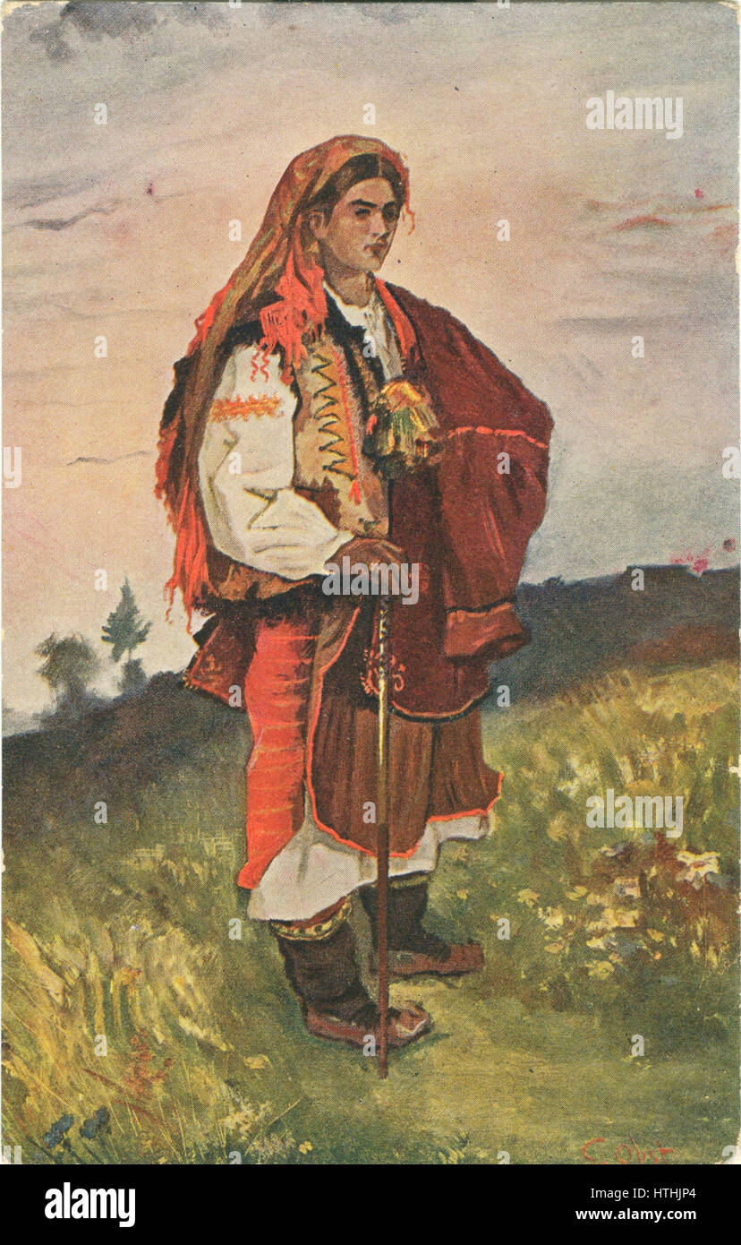 The artwork 'Obst Hutsul Woman' features a Hutsul woman, representing ...