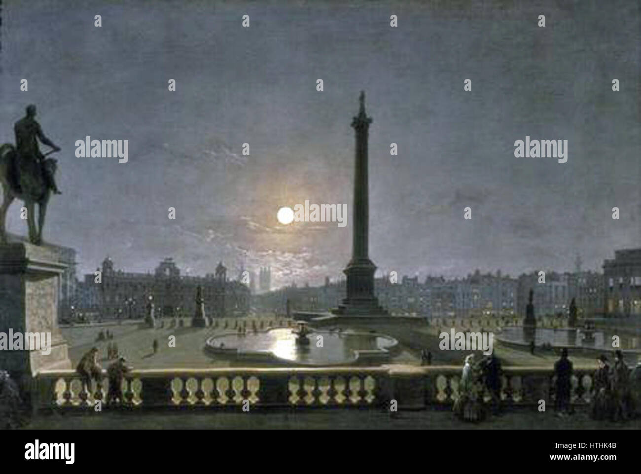 Trafalgar Square by Moonlight is a painting or photograph capturing the ...