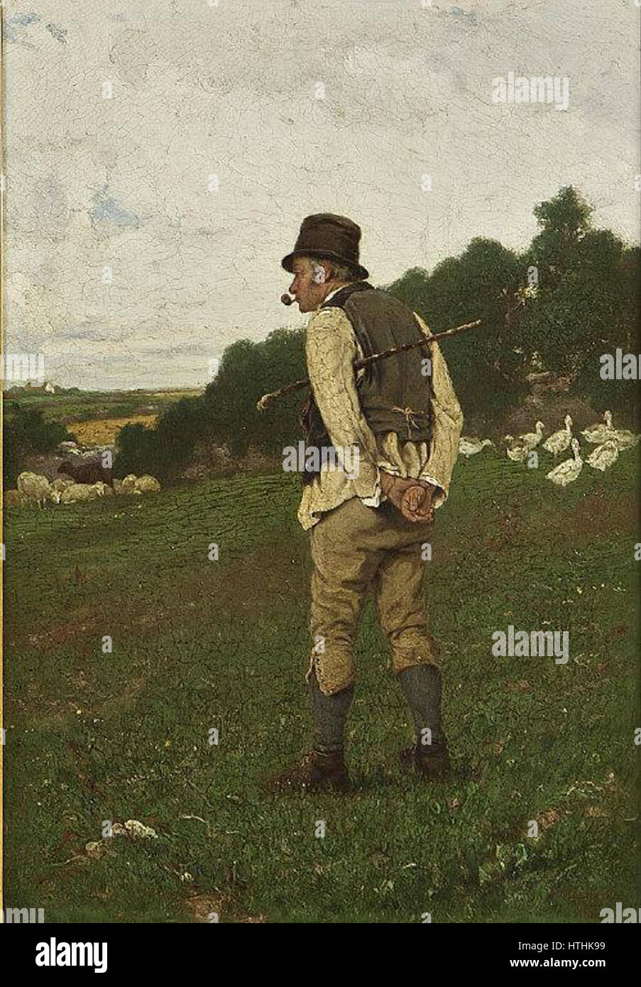 Shepherd with his flock 1880 hi-res stock photography and images - Alamy