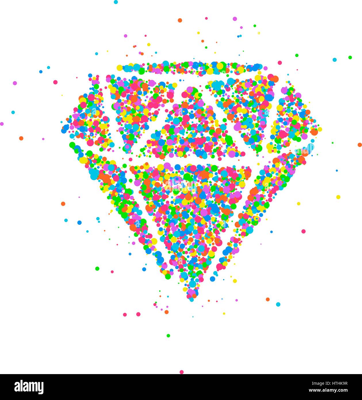 Abstract drawing of a diamond from multi-colored circles. Vector ...