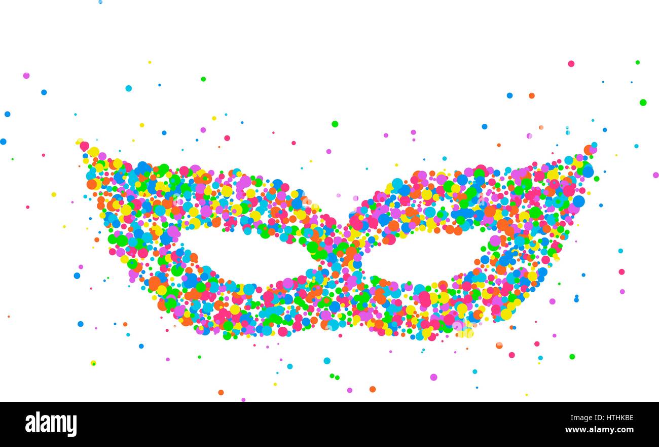 Abstract drawing of a carnival mask from multi-colored circles. Vector ...