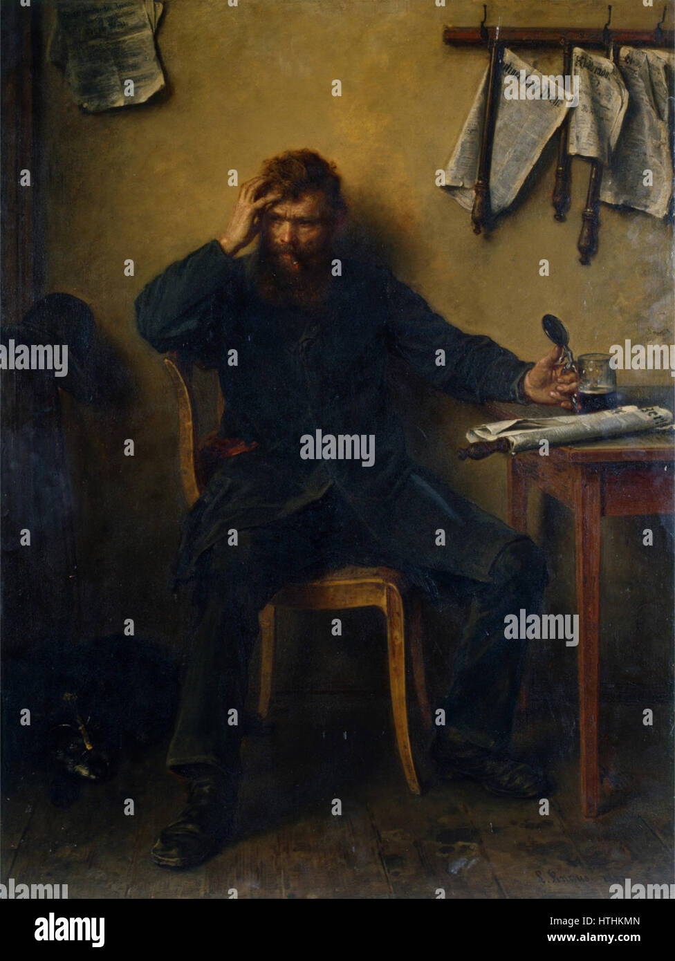 'Der Unzufriedene' (The Discontented) by Ludwig Knaus from 1877 depicts ...